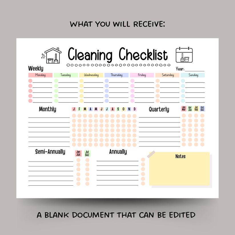 Editable Cleaning Schedule, Printable Digital Cleaning Checklist Plann ...