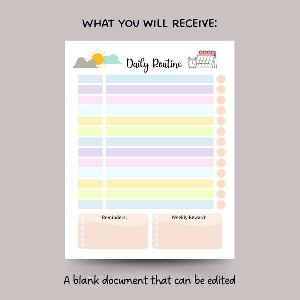 Editable Kids Daily Routine, Printable Chore Chart, Daily Schedule Tem ...
