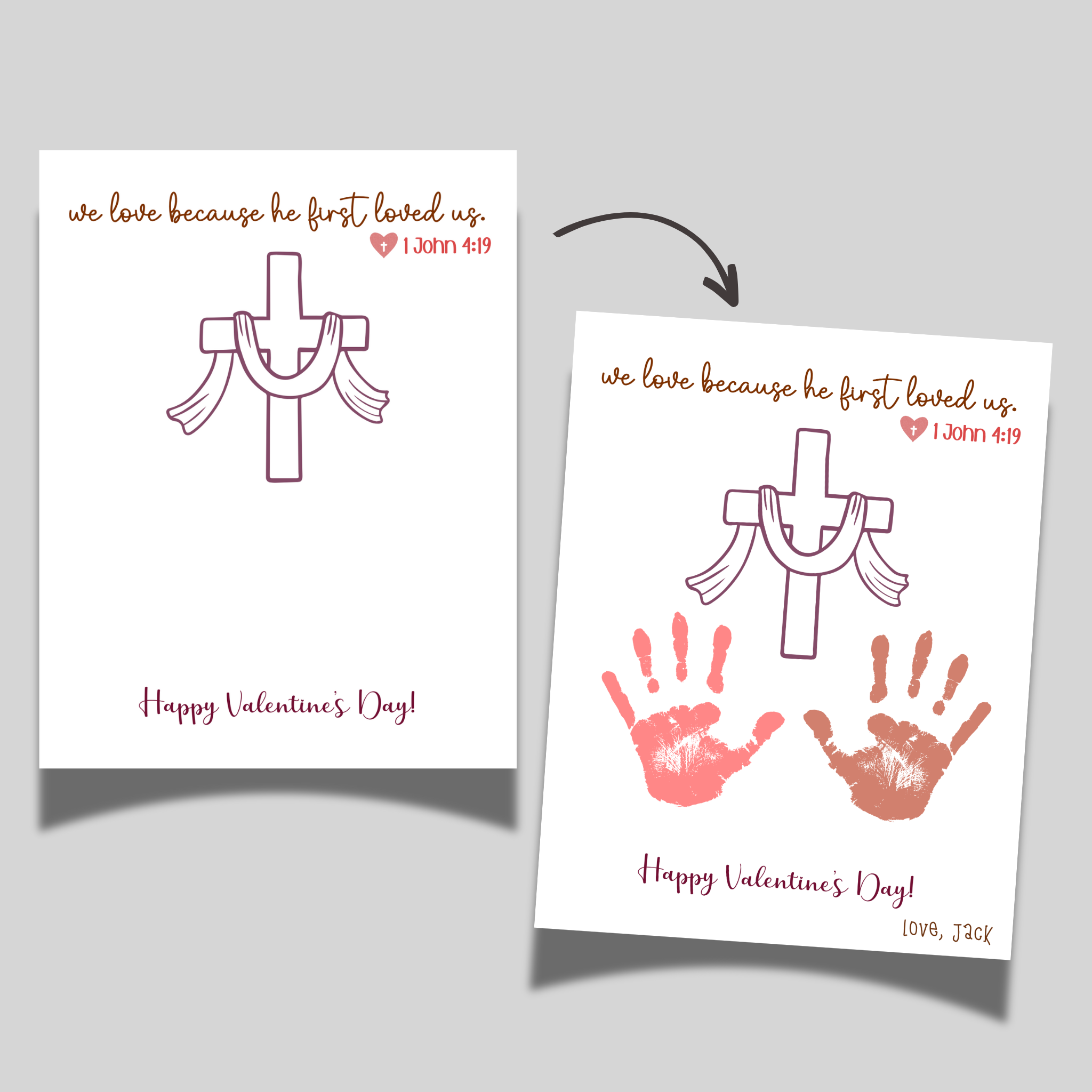Handprint Bible Verse Craft Printable, Valentine’s Day Christian Art ...