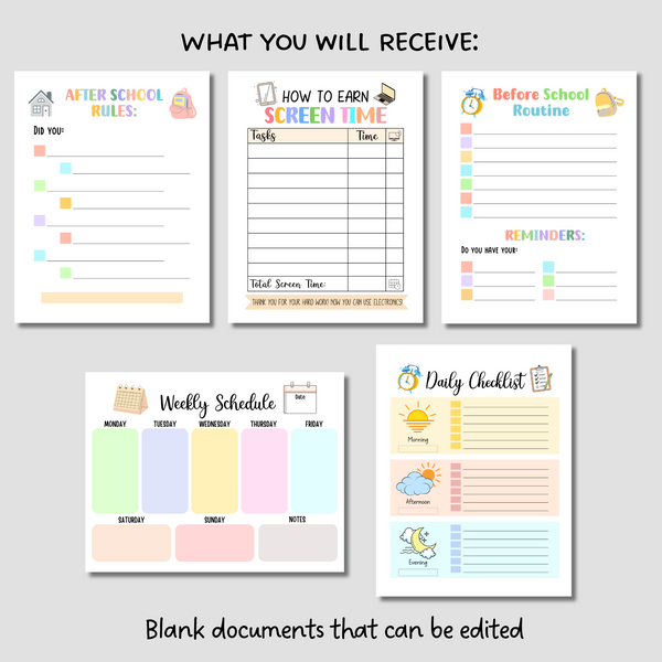 Editable School Planner Kids Printable, Back To School Bundle ...