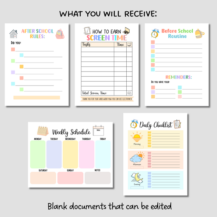 Editable School Planner Kids Printable, Back To School Bundle ...