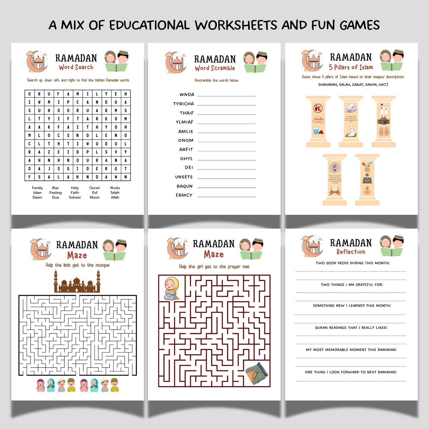 Ramadan Activity Pack Printable Eid Islamic Worksheets for Kids ...