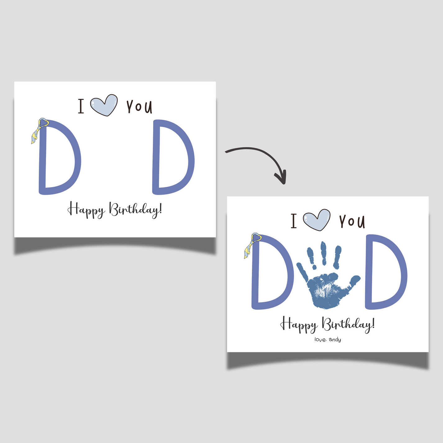Dad Birthday Gift from Kids Printable, DIY Custom Handprint Craft Card ...