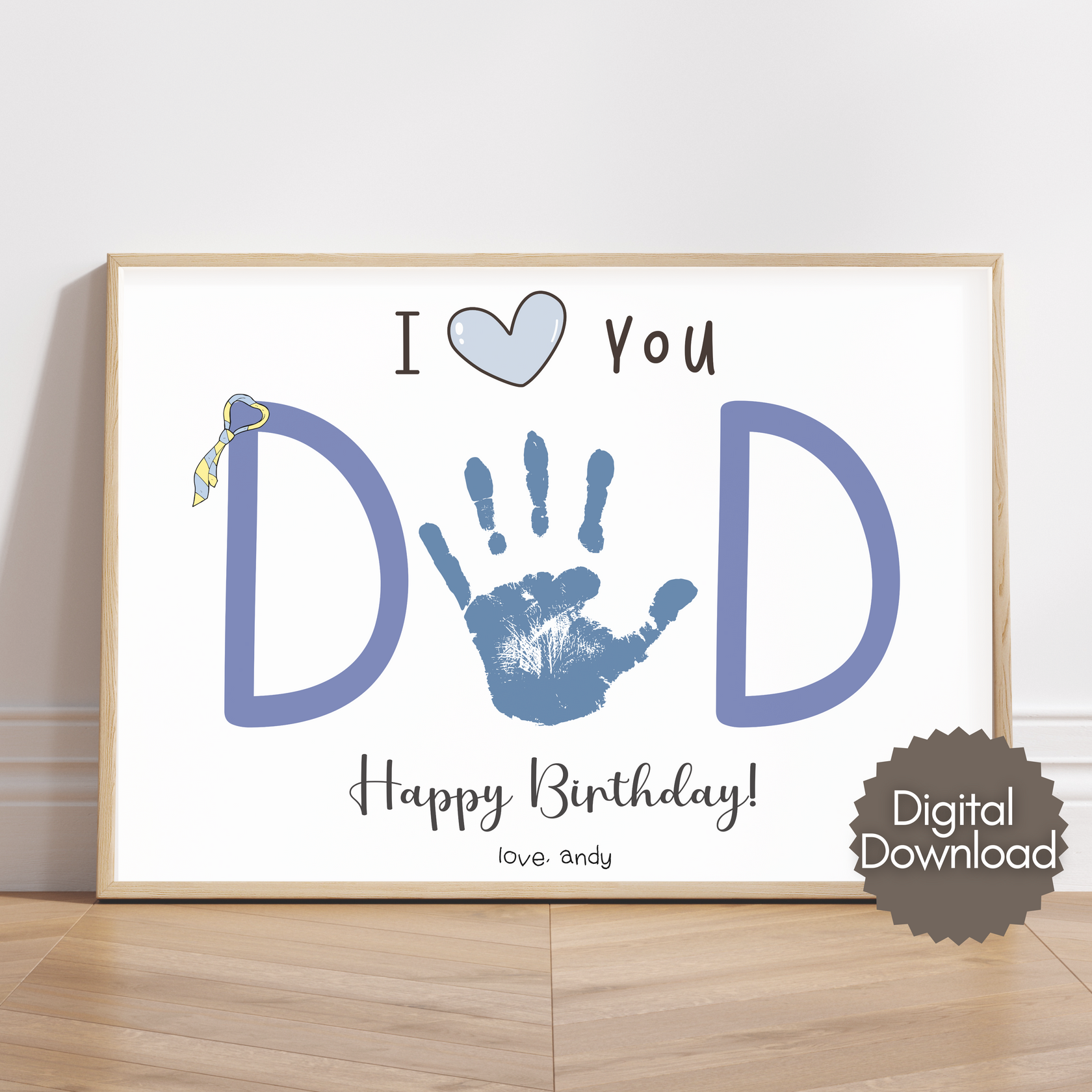 Dad Birthday Gift from Kids Printable, DIY Custom Handprint Craft Card ...