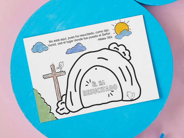 Spanish He is Risen Easter Coloring Craft Printable Christian Religiou ...