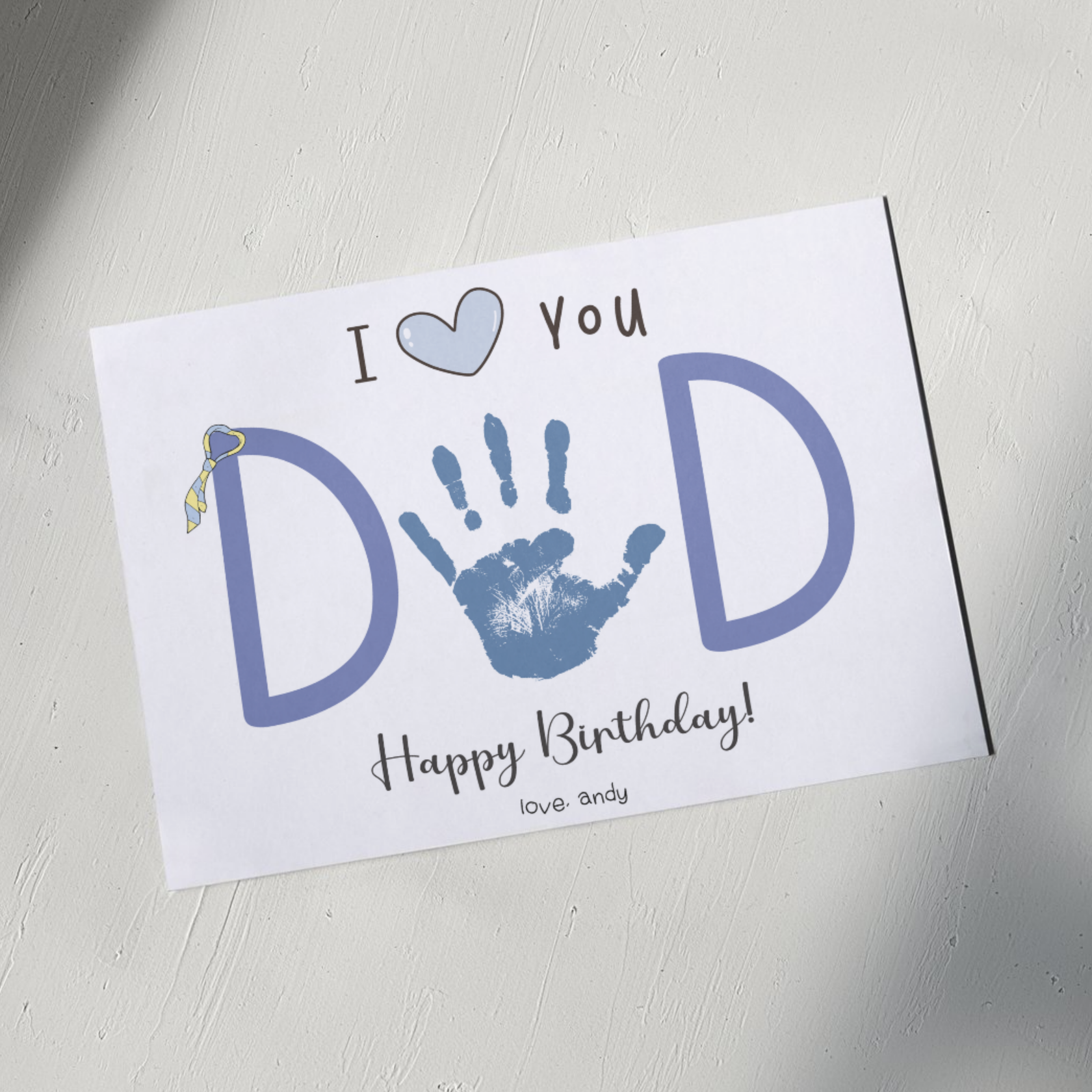 Dad Birthday Gift from Kids Printable, DIY Custom Handprint Craft Card ...