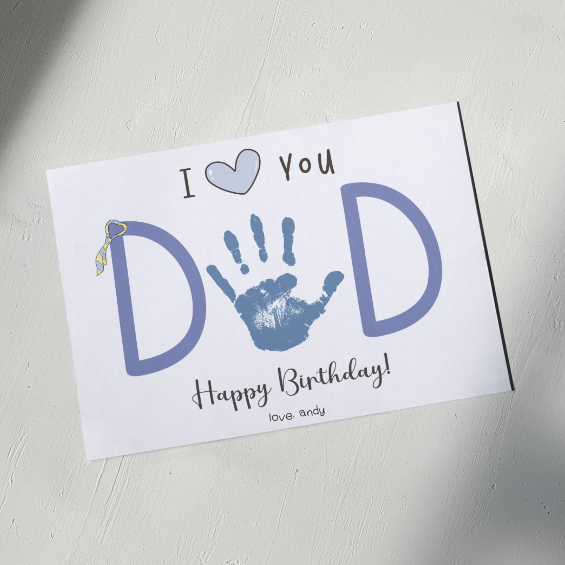 Dad Birthday Gift from Kids Printable, DIY Custom Handprint Craft Card ...