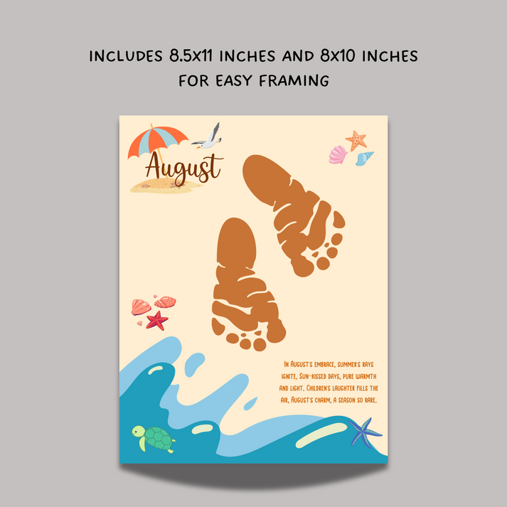 August Handprint Footprint Crafts Printable, DIY Summer Art for Kids ...