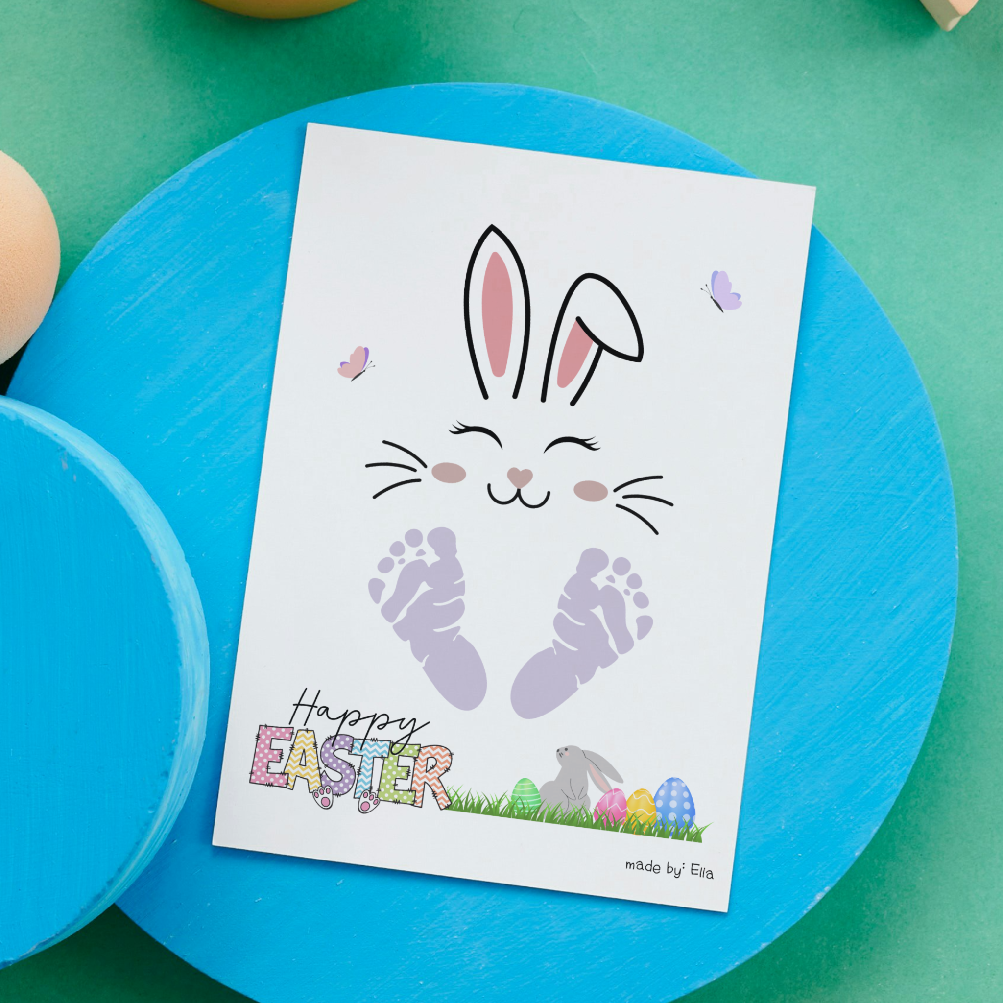 Easter Handprint Footprint Crafts for Kids Printable, DIY Card Wall Ar ...