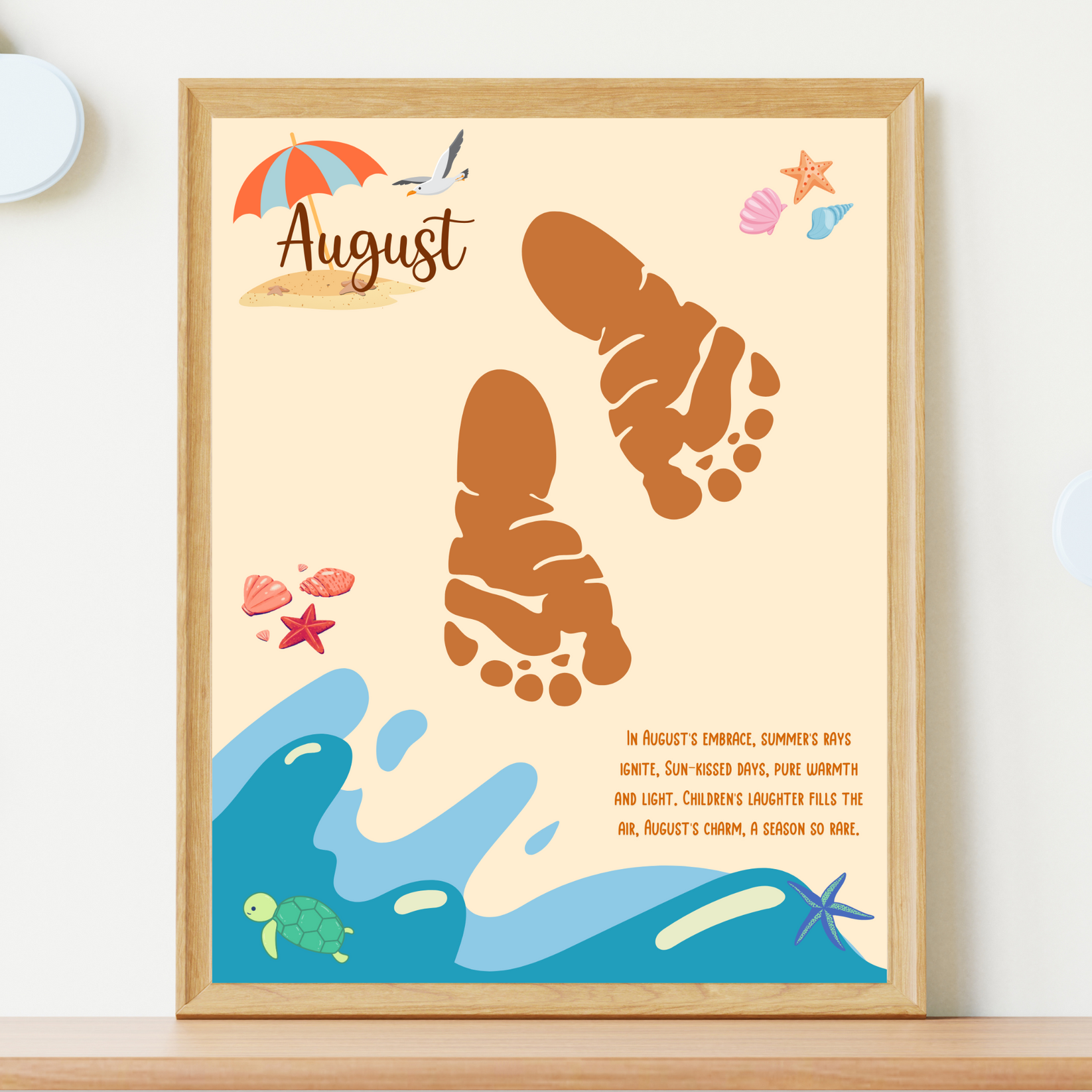 August Handprint Footprint Crafts Printable, DIY Summer Art for Kids ...