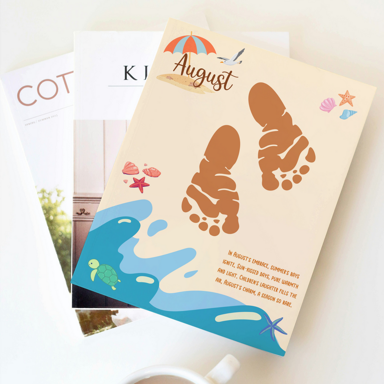 August Handprint Footprint Crafts Printable, DIY Summer Art for Kids ...