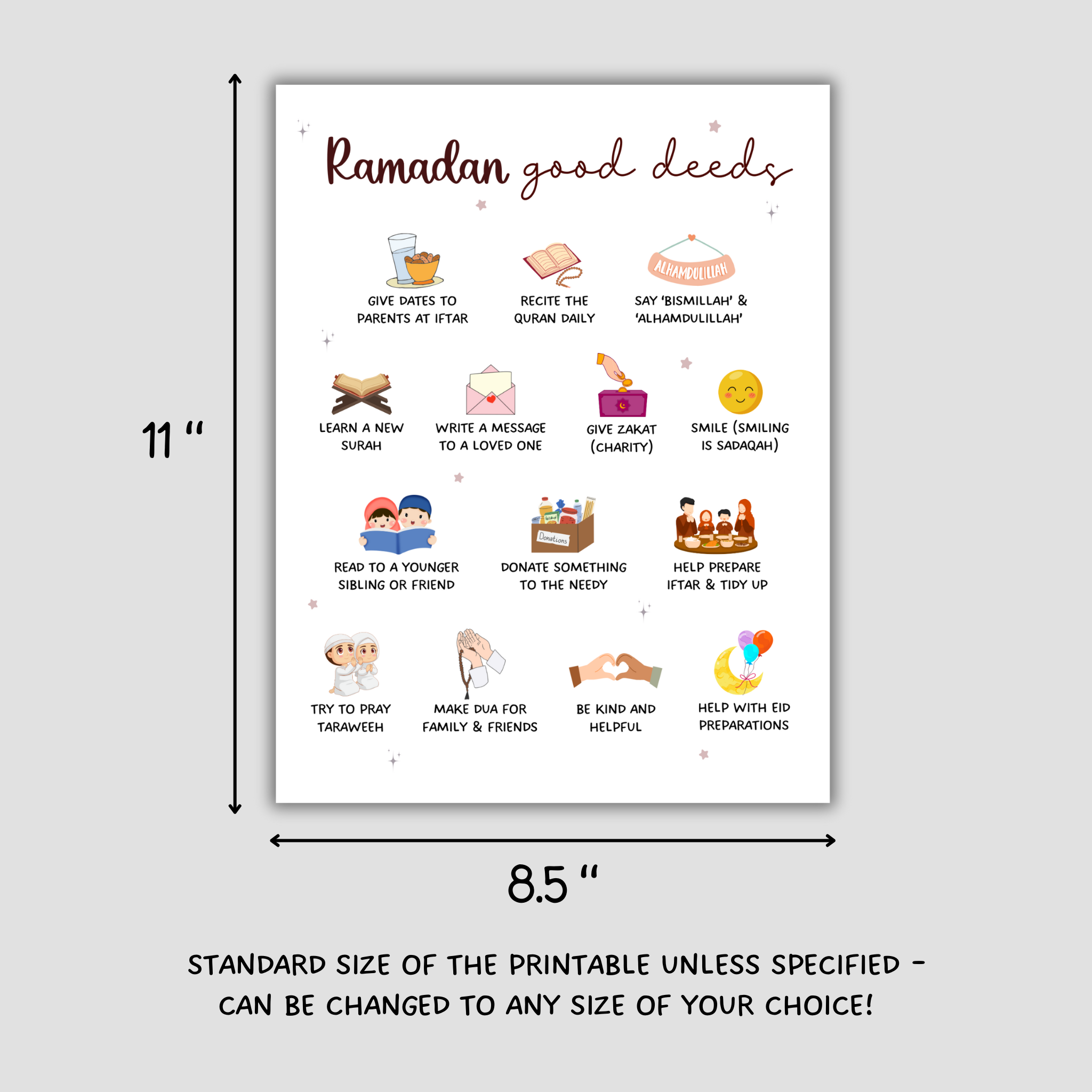 Ramadan Good Deeds Poster Printable, Islamic Wall Art For Kids ...