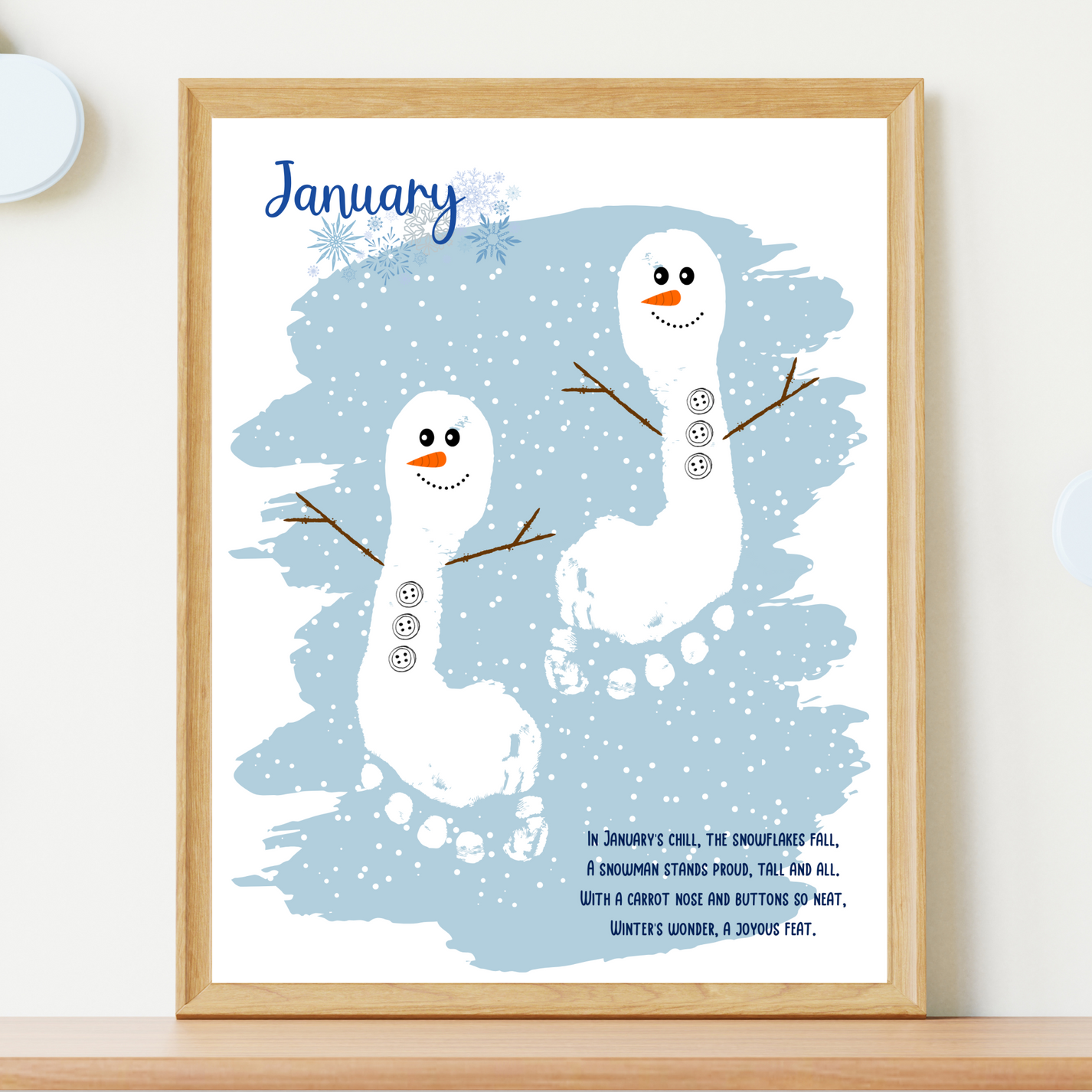 January Handprint Footprint Crafts Printable, DIY Winter Art for Kids ...