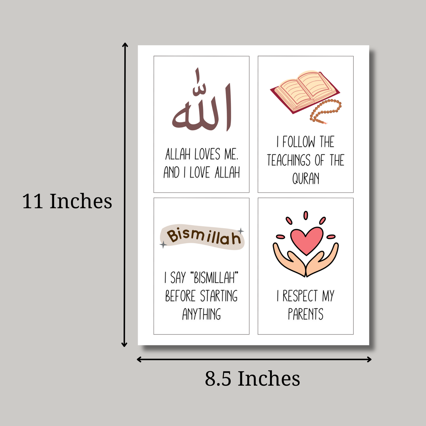 Islamic Affirmations for Kids Printable Cards, Daily Positive Muslim R ...
