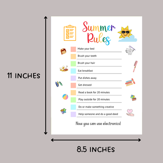 Editable Summer Rules for Kids, Printable Daily Checklist – Scribbled LLC