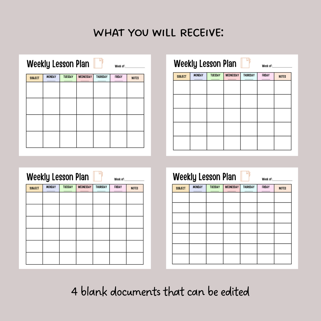 Weekly Lesson Plan Printable, Editable School Planner Schedule ...
