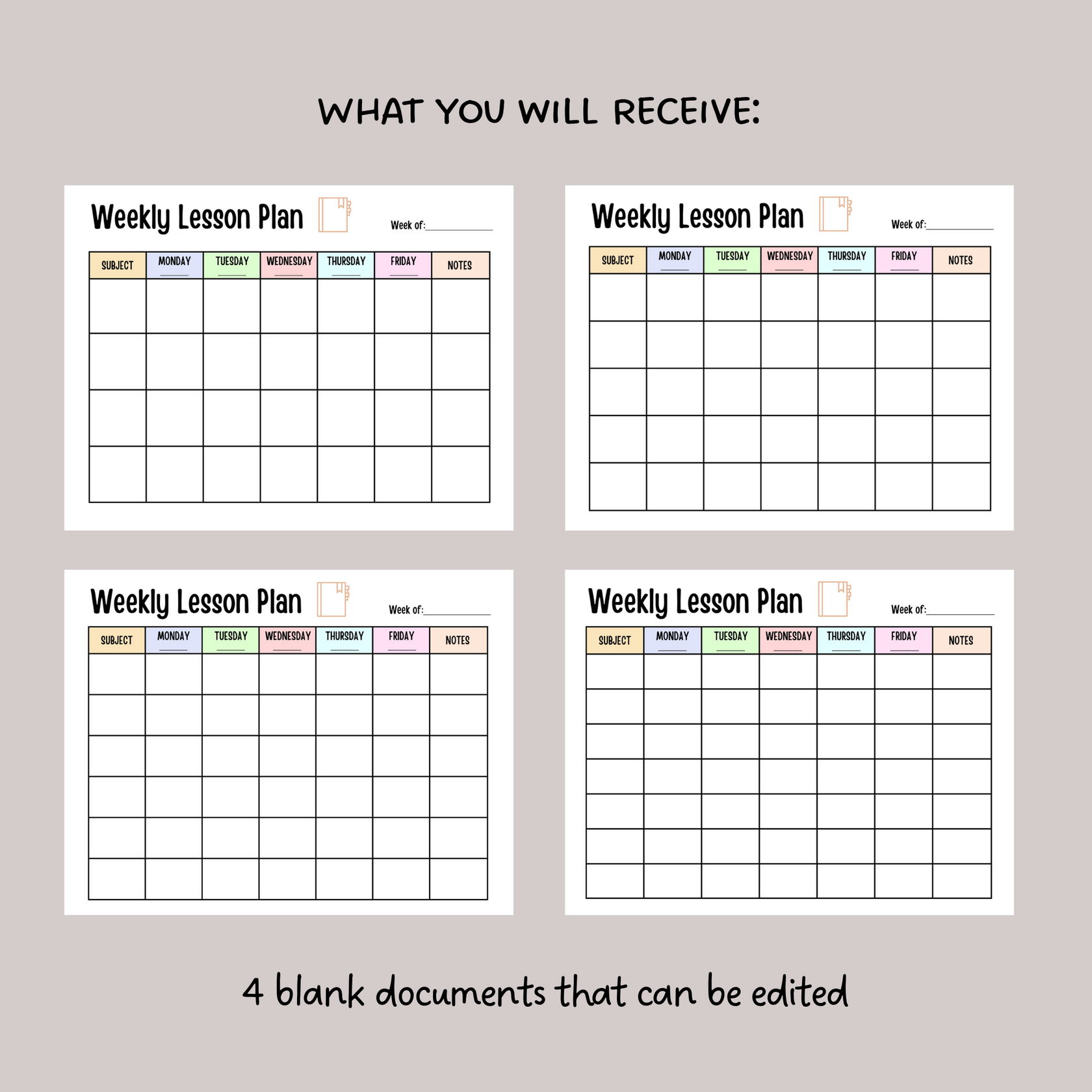 Weekly Lesson Plan Printable, Editable School Planner Schedule ...