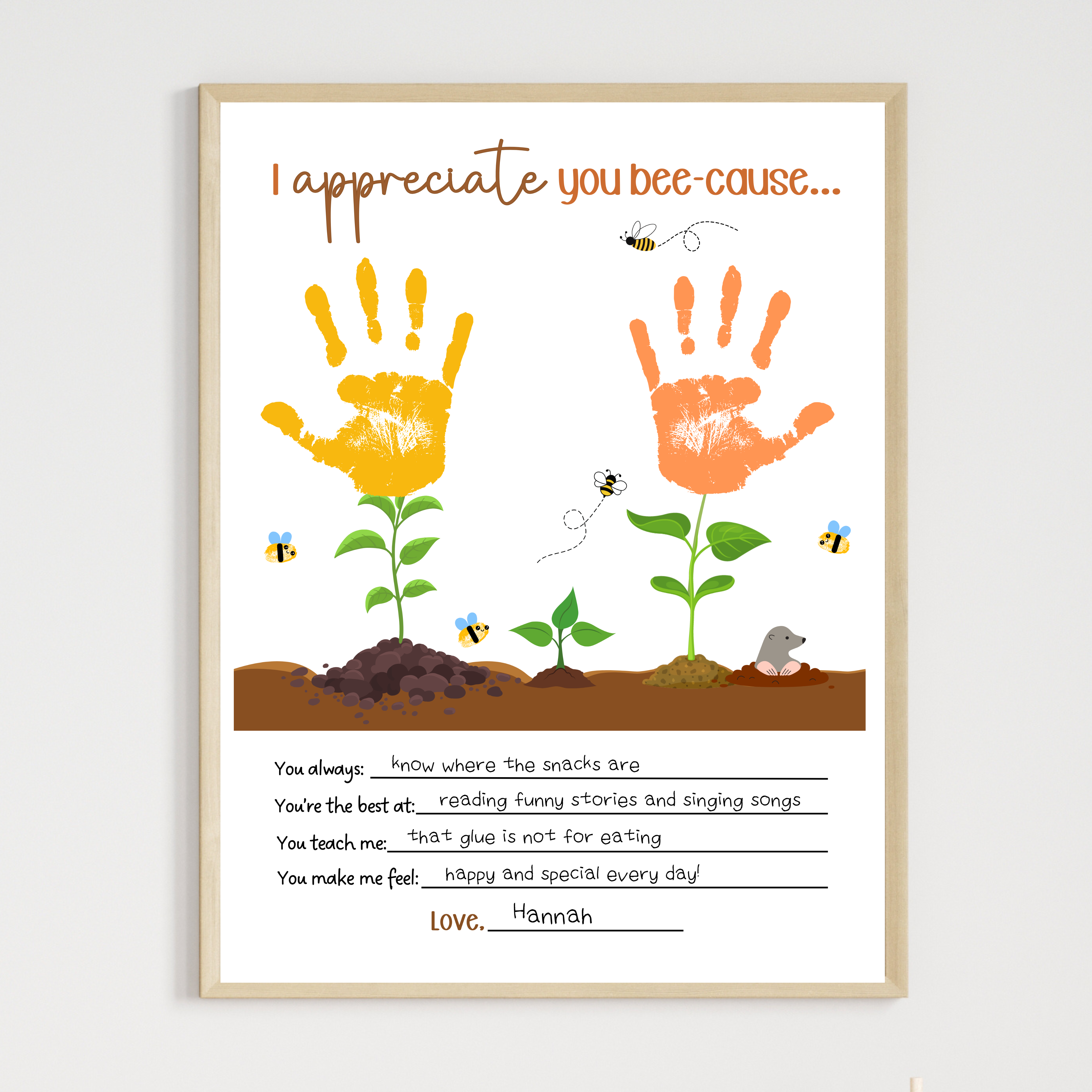 Teacher Appreciation Handprint Craft Kids Printable, DIY Gift Art from ...