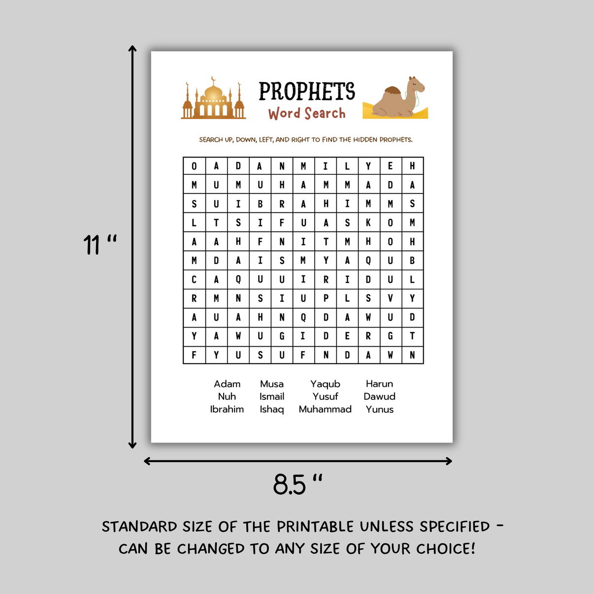 Islamic Word Search Printable Activity for Kids, Educational Games Wor ...