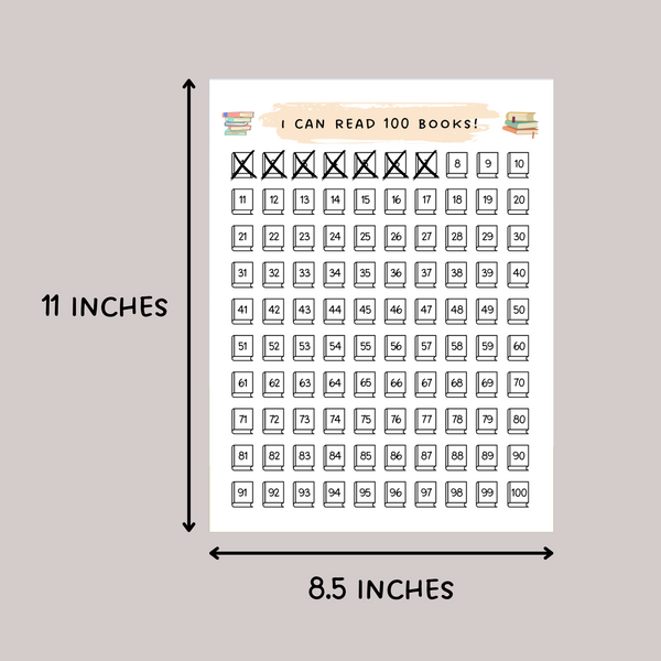 Printable Reading Chart Kids, Reading Log Tracker 50 & 100 Books ...