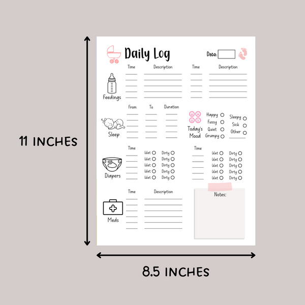 Infant Daily Log Printable, Baby Daycare Tracker Template, Nanny Log ...