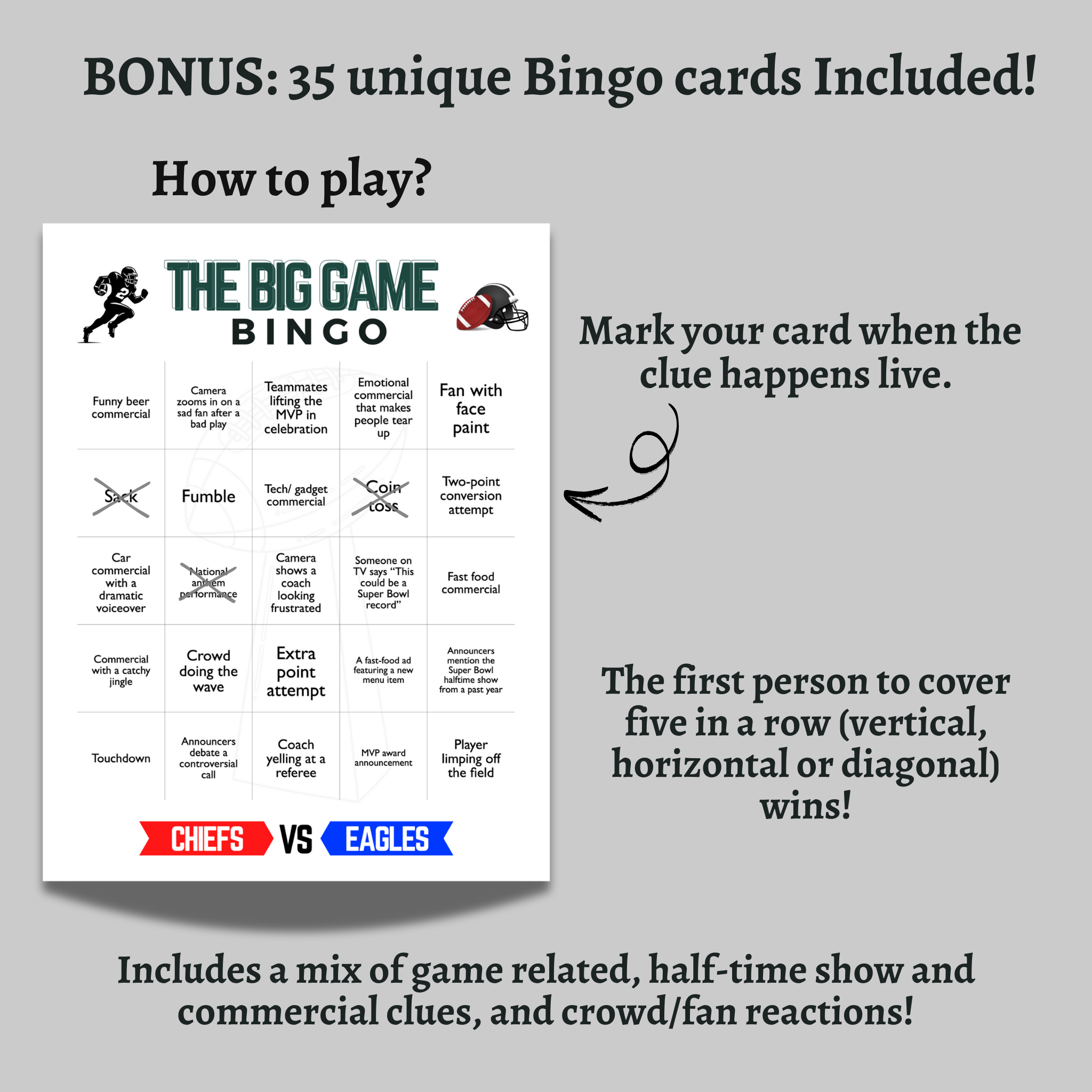 Football Party Games Bundle Printable, 2025 The Big Game Super Sunday ...