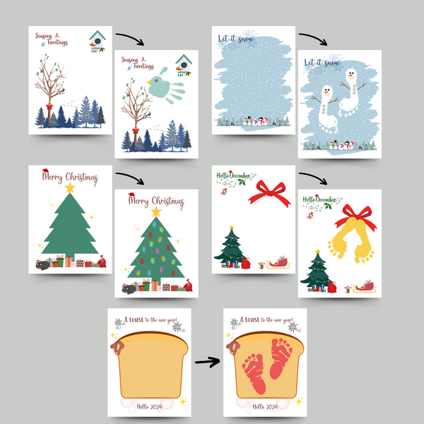 Christmas Handprint Footprint Art & Crafts Printable For Baby, Toddler ...