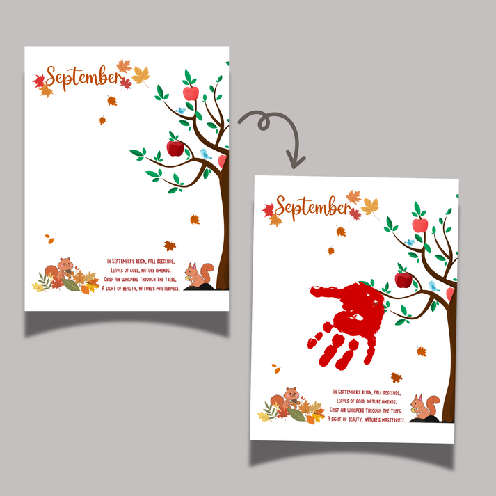 September Handprint Crafts Printable, DIY Fall Autumn Art for Kids ...
