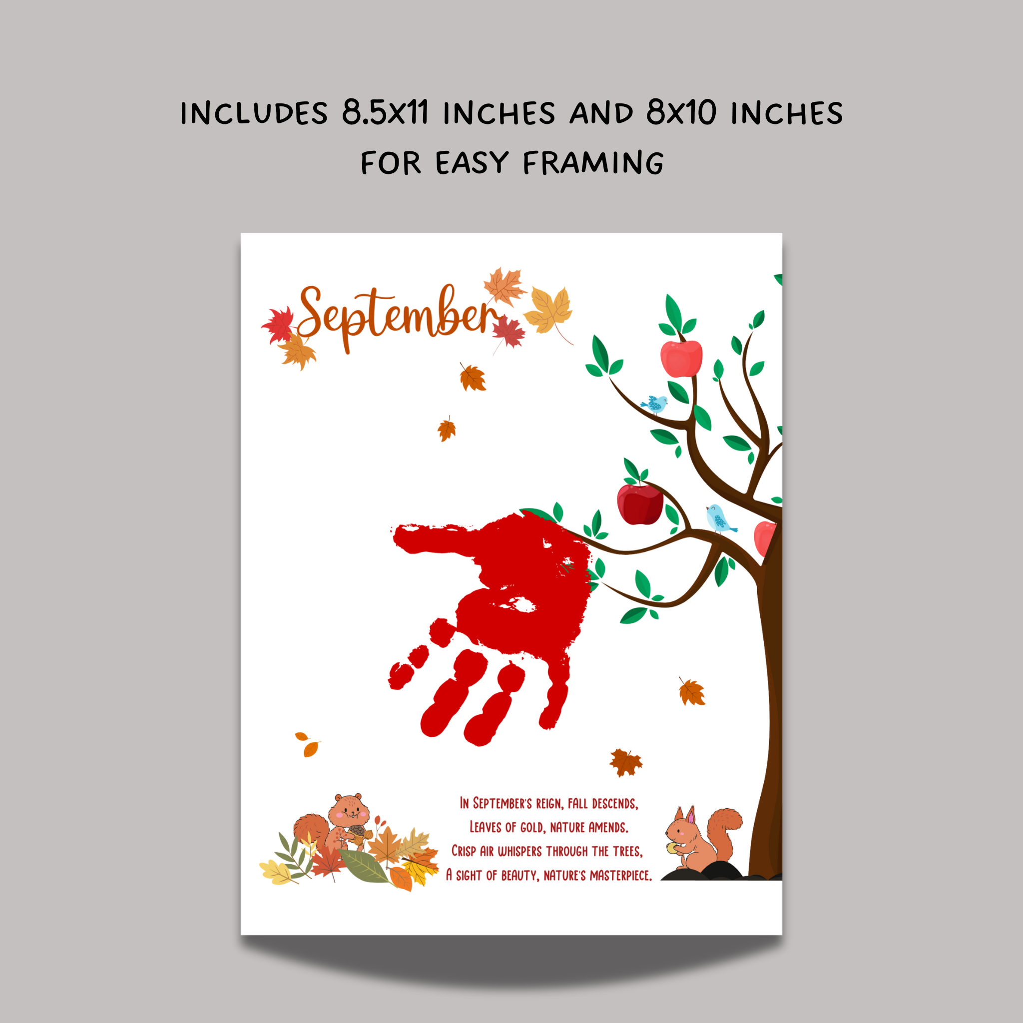 September Handprint Crafts Printable, DIY Fall Autumn Art for Kids ...