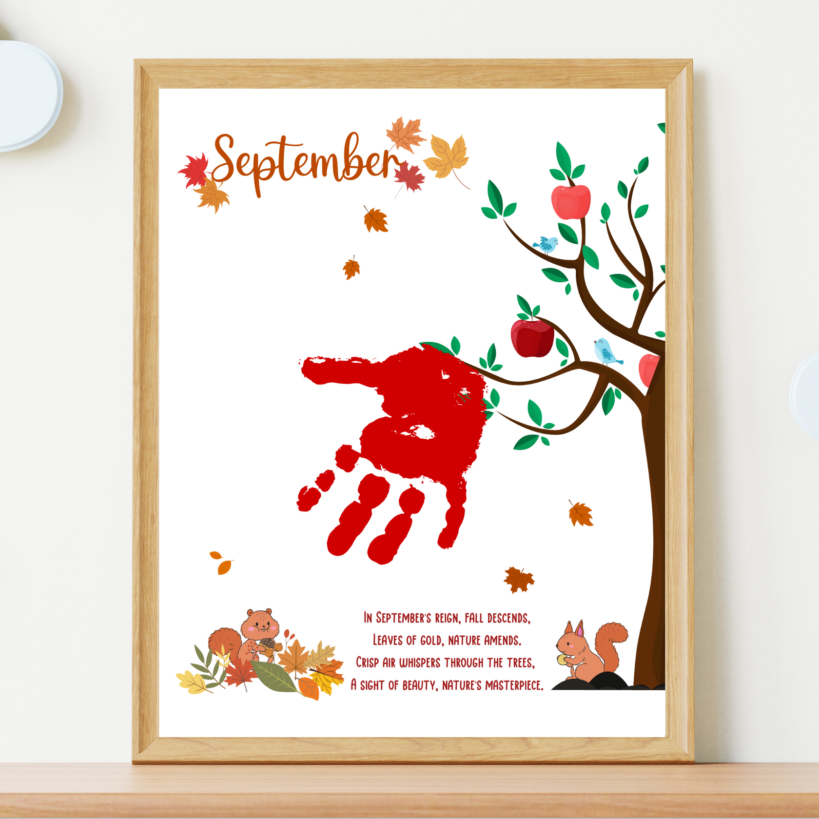 September Handprint Crafts Printable, DIY Fall Autumn Art for Kids ...