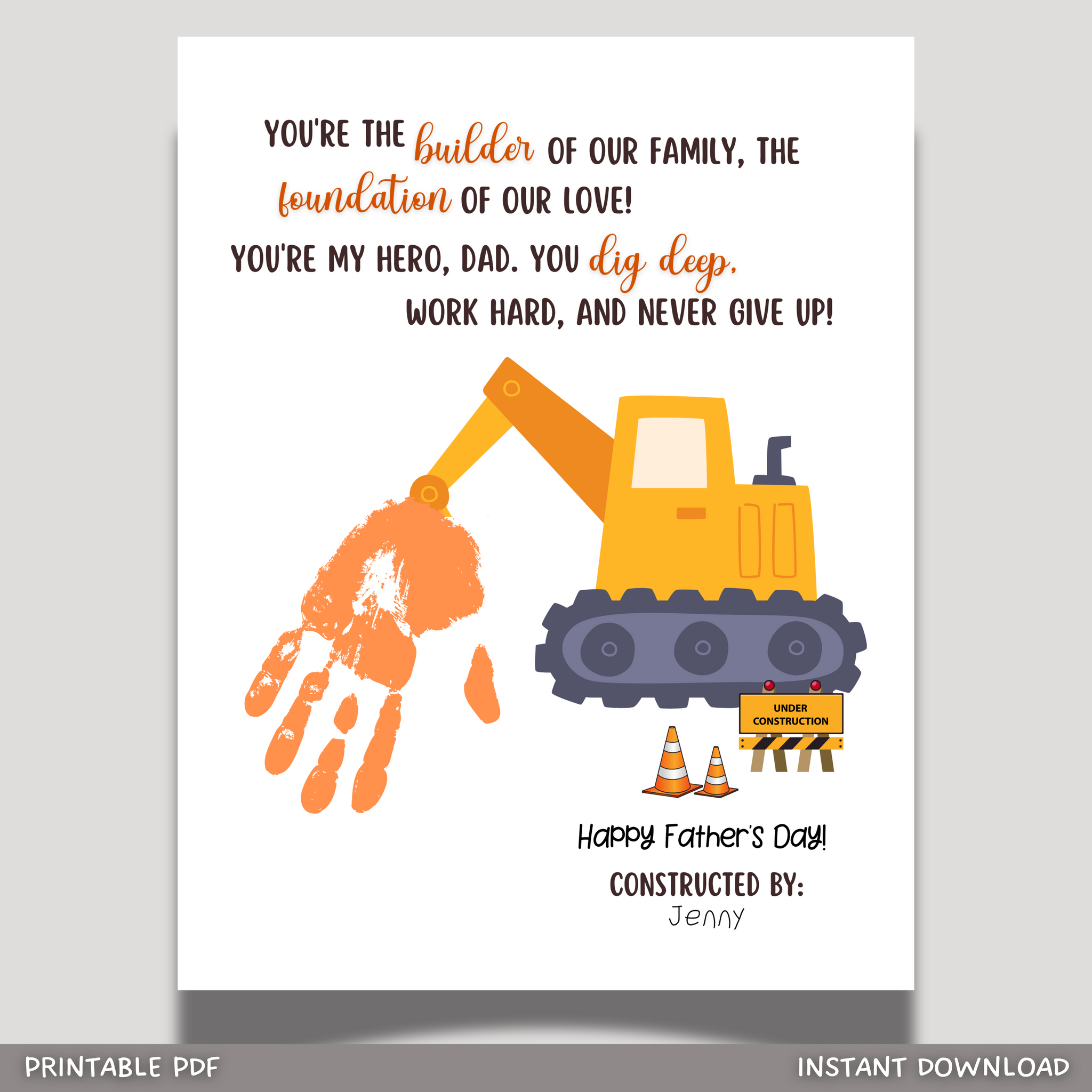 Fathers Day Handprint Craft for Kids Printable DIY Dad Card Hand Art A ...