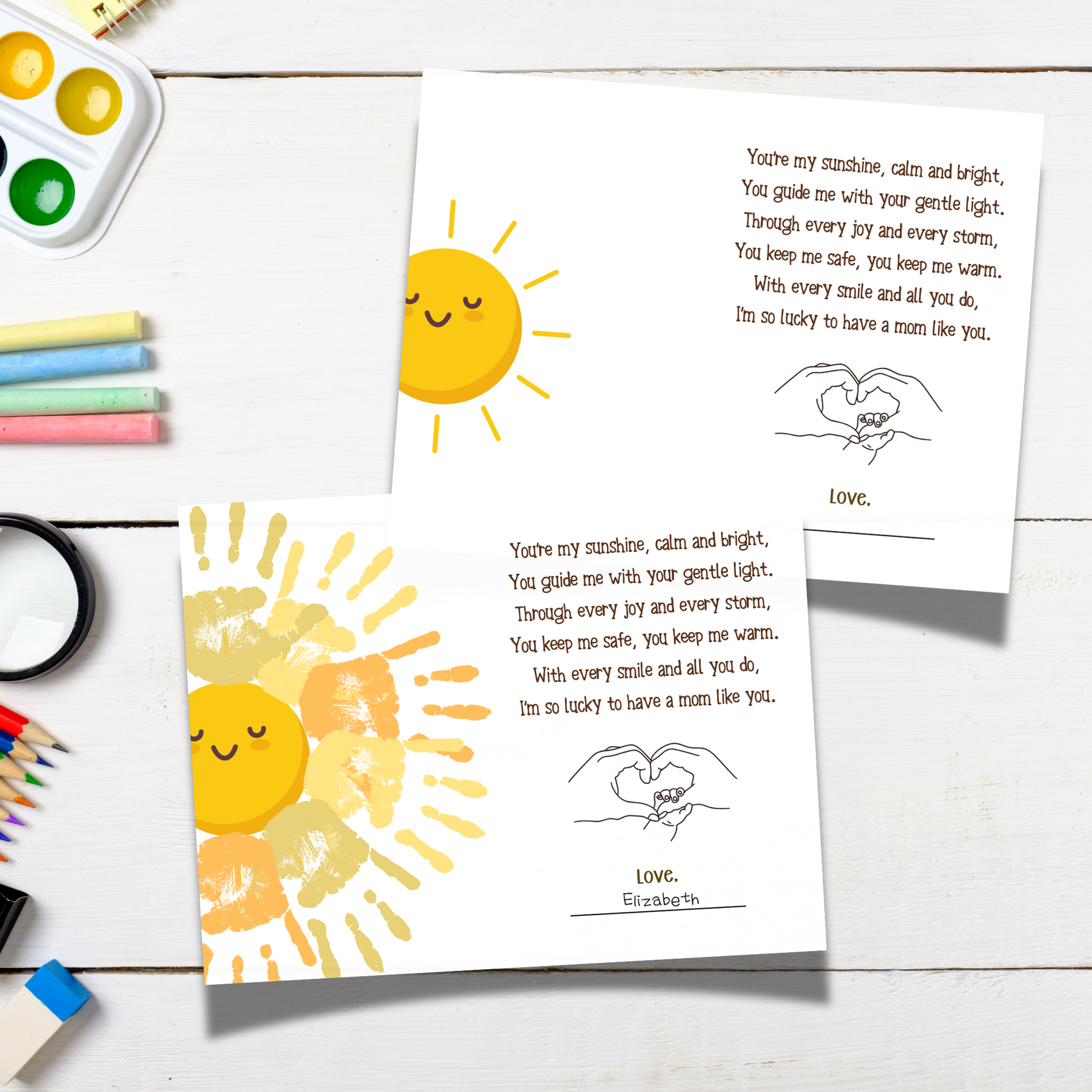 Mothers Day Poem Handprint Craft for Kids Printable, DIY Card Art Acti ...