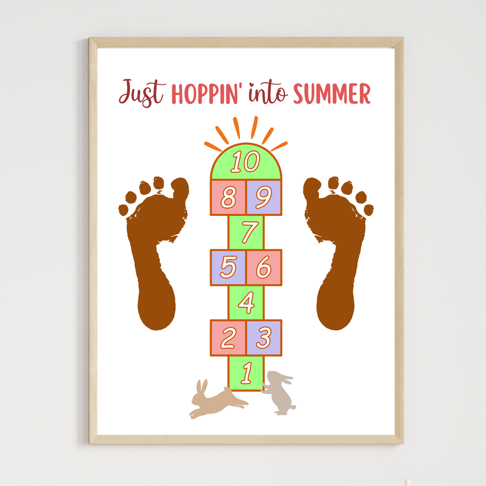 Summer Footprint Craft Printable, DIY Art Project Keepsake for Kids Ha ...