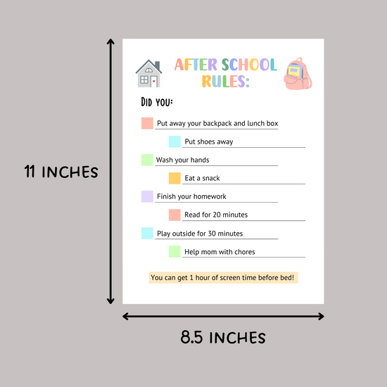 Editable After School Rules Checklist For Kids, Printable Routine Remi ...
