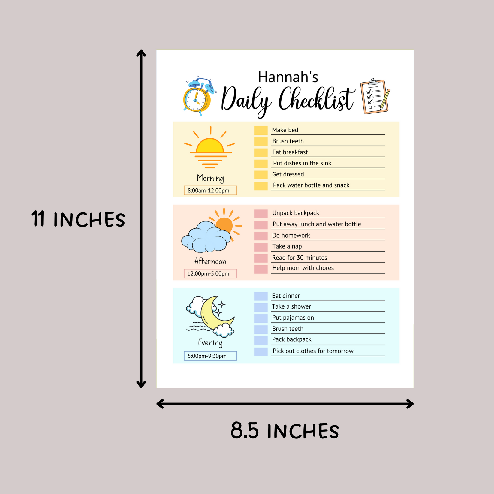 Kids Daily Checklist Printable, Editable Chore Chart, Daily Routine Sc ...