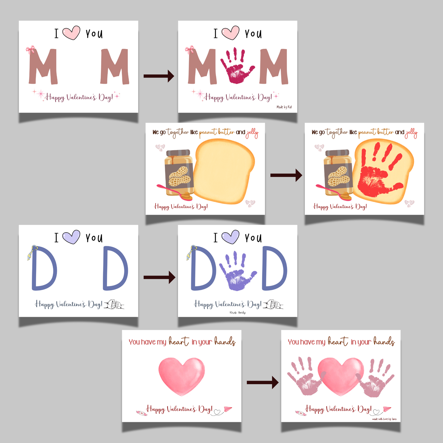 Valentines Day Handprint Holiday Crafts Printable, DIY Art for Kids ...