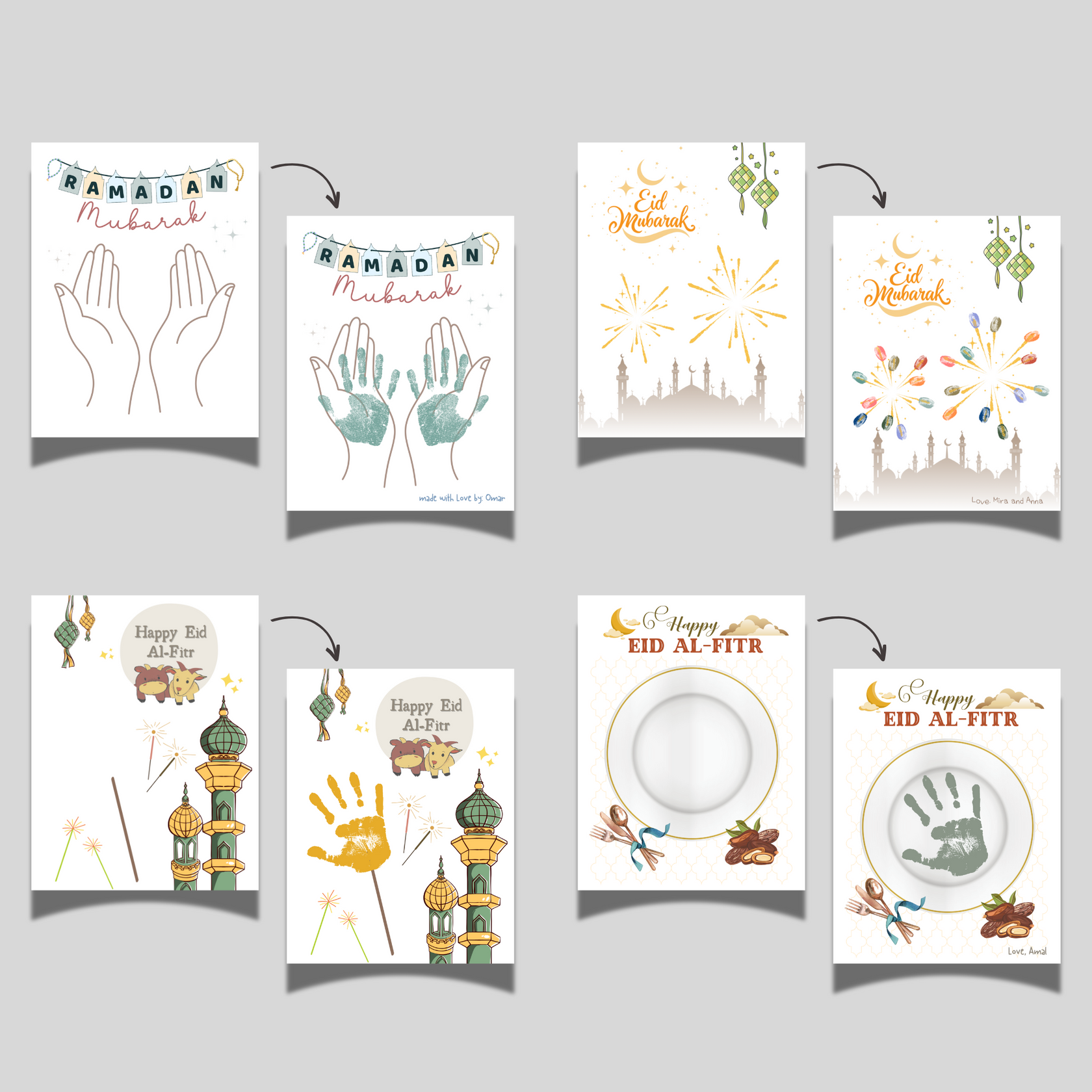 Ramadan Handprint Footprint Crafts Printable, Eid DIY Art Holiday Acti ...