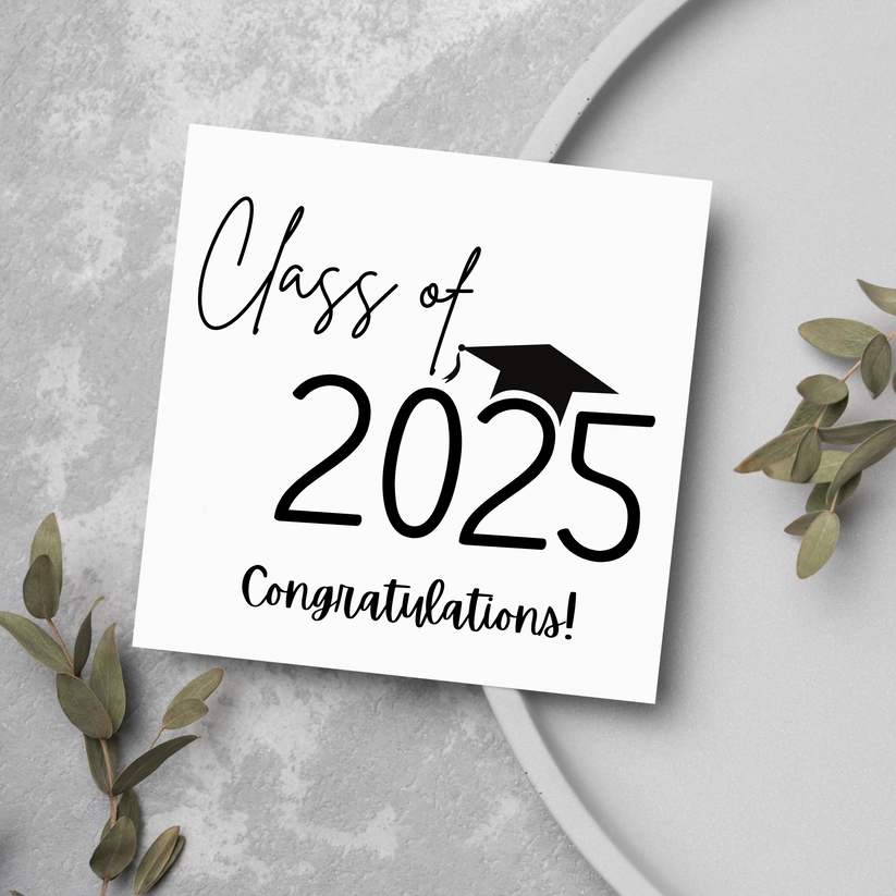 Class of 2025 Graduation Square Gift Tag Simple Modern Minimalist Prin ...