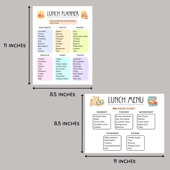 School Lunch Meal Planner Printable, Editable Lunch Menu Kids ...