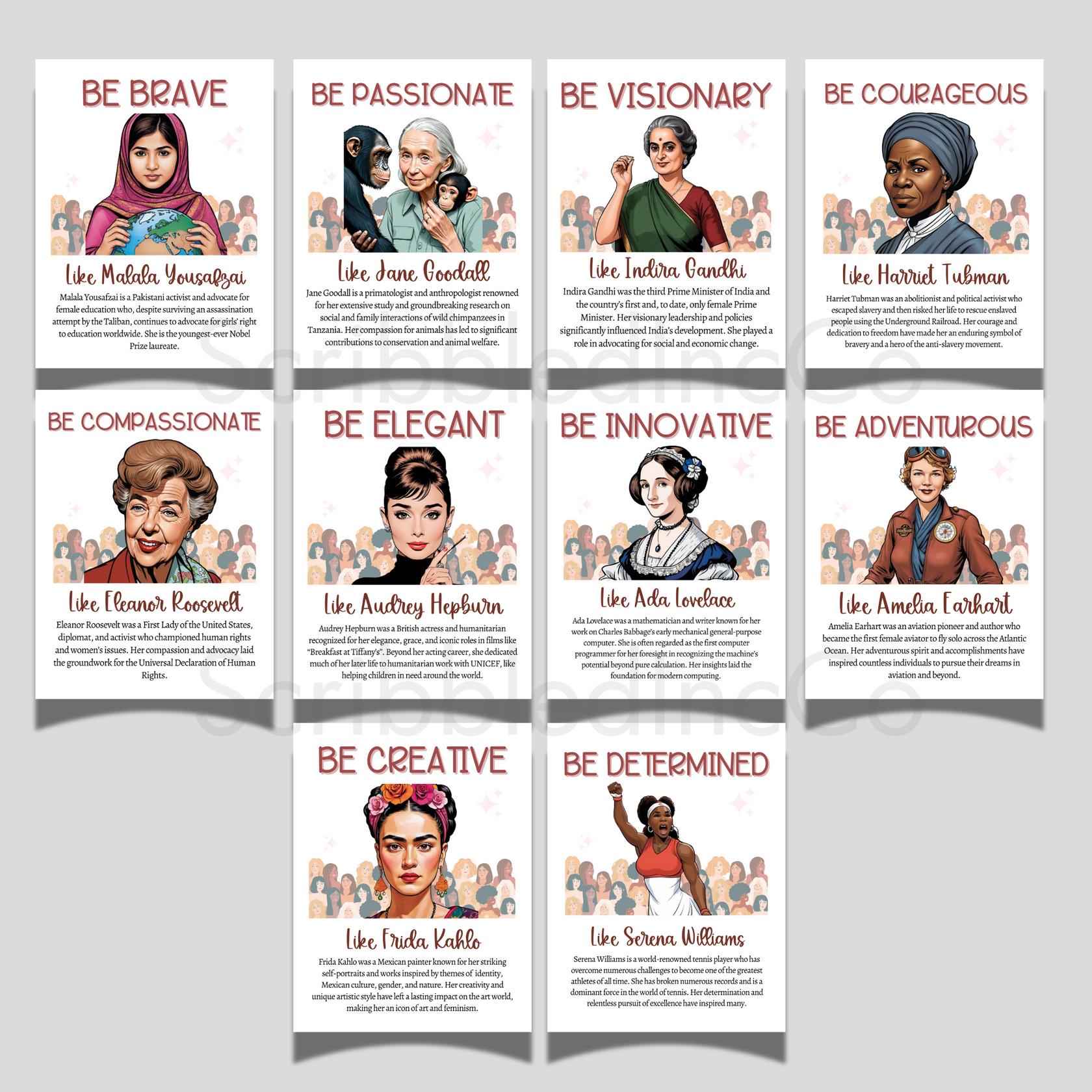 Women's History Month Posters Printable, Inspirational Historical Figu ...