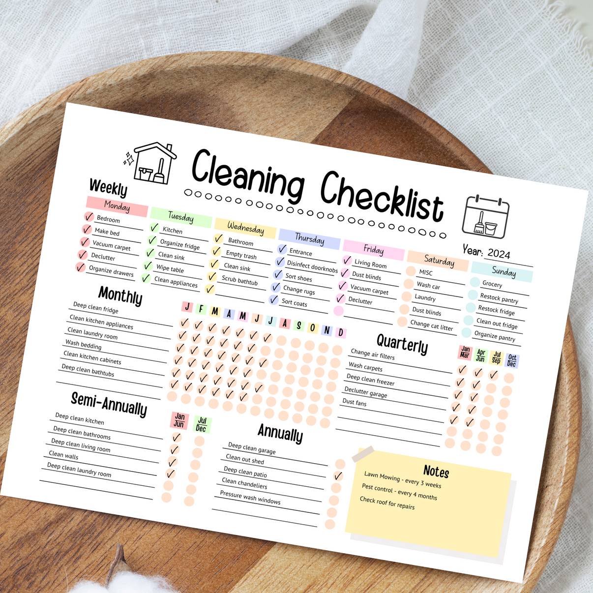Editable Cleaning Schedule, Printable Digital Cleaning Checklist Plann ...