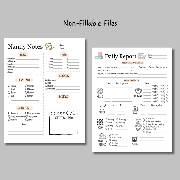 Babysitter Planner Printable Bundle, Nanny Information – Scribbled LLC