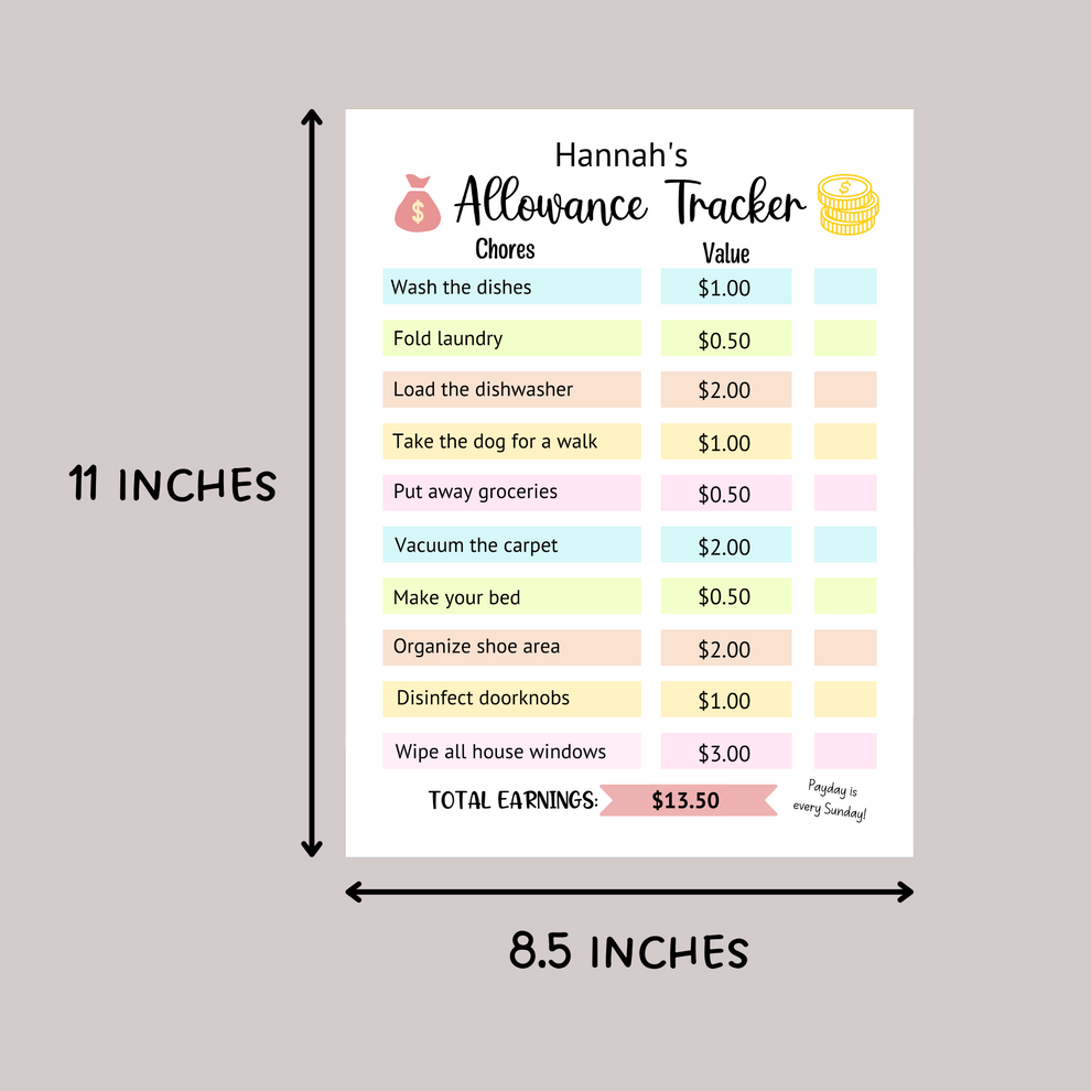 Editable Allowance Chart For Kids, Printable Chore Chart – Scribbled LLC