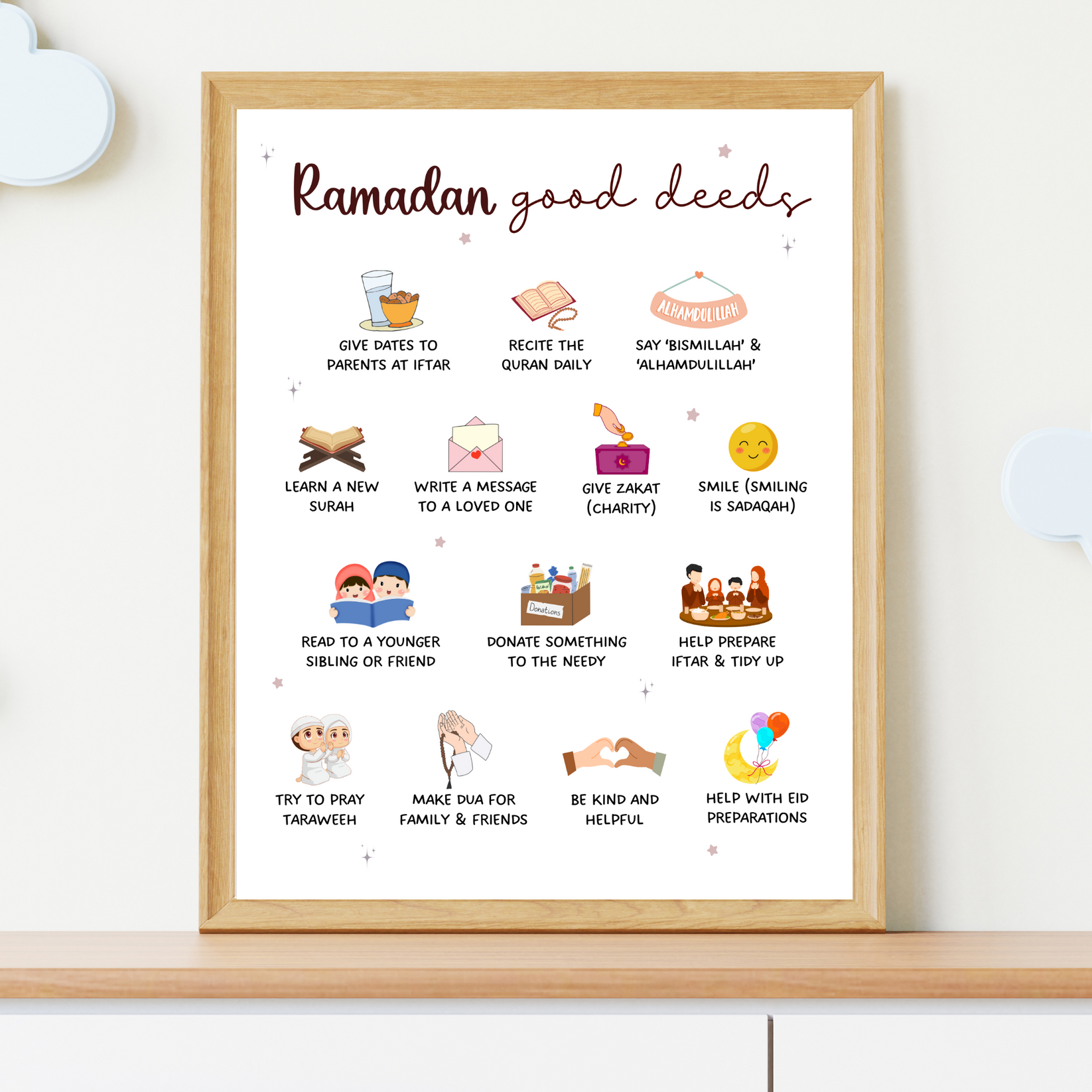 Ramadan Good Deeds Poster Printable, Islamic Wall Art Educational Char ...