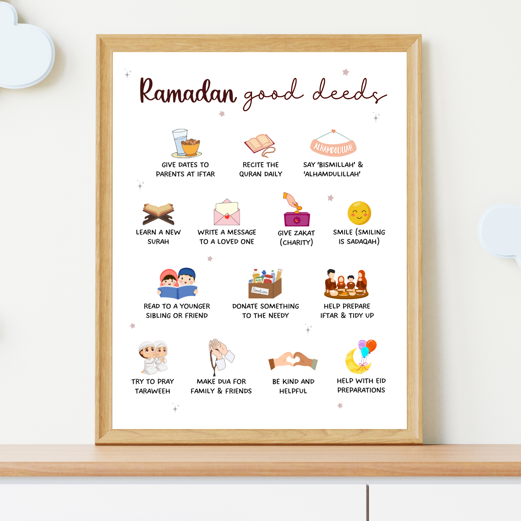 Ramadan Good Deeds Poster Printable, Islamic Wall Art For Kids ...