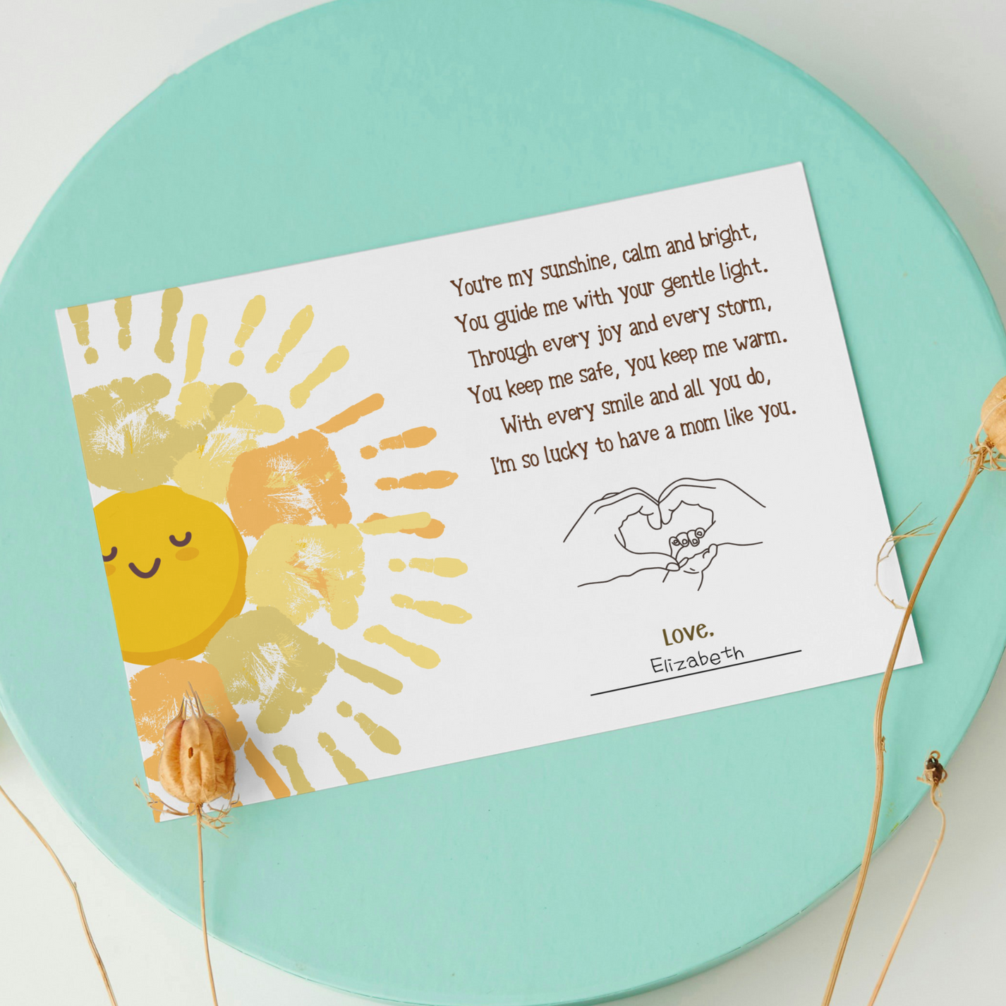 Mothers Day Poem Handprint Craft for Kids Printable, DIY Card Art Acti ...