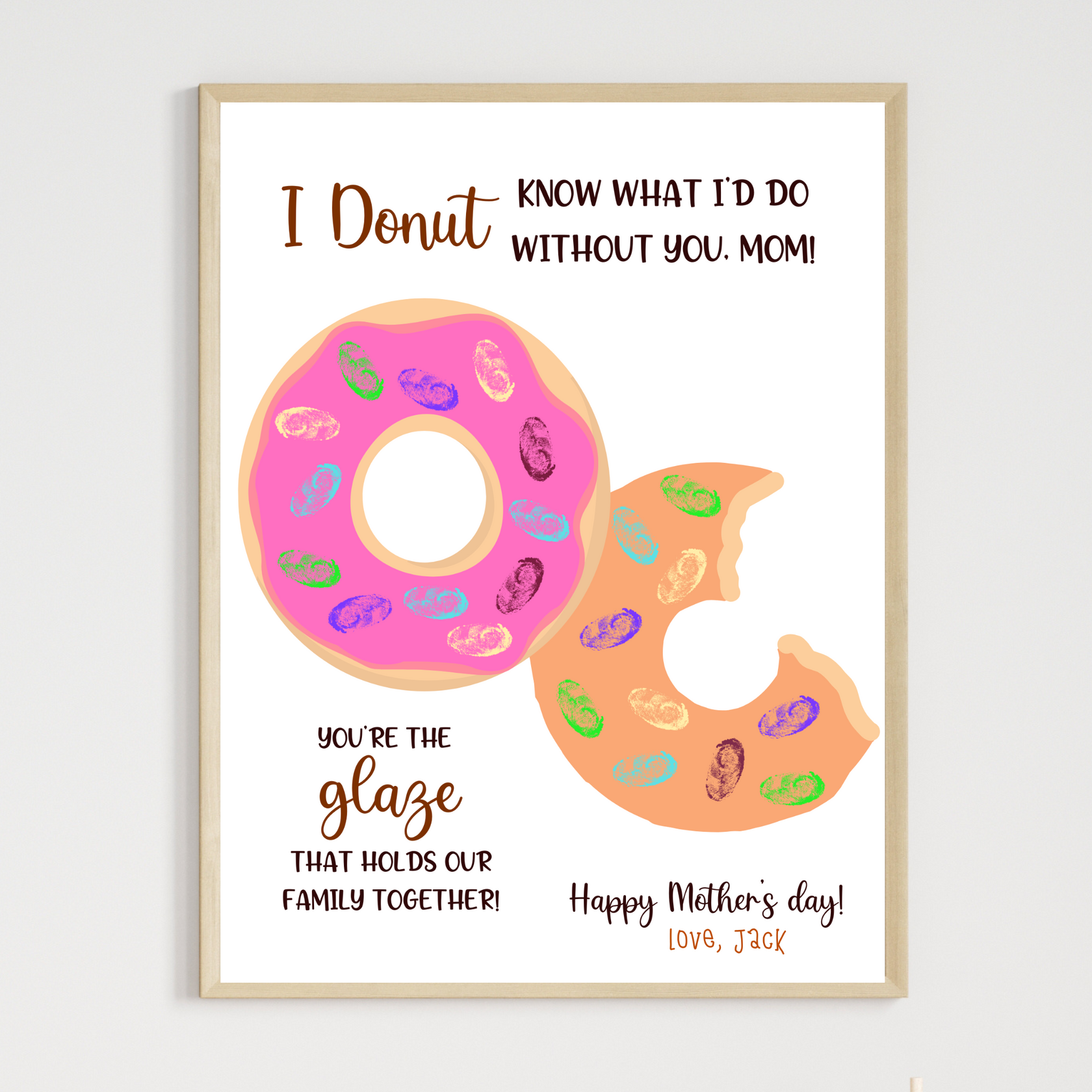 Donut Mothers Day Handprint Fingerprint Craft for Kids Printable, Card ...