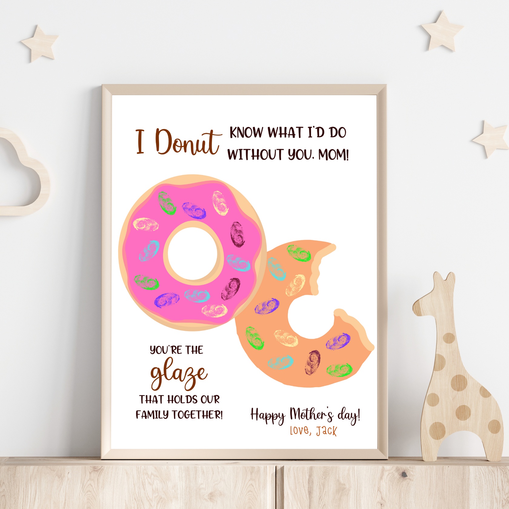 Donut Mothers Day Handprint Fingerprint Craft for Kids Printable, Card ...