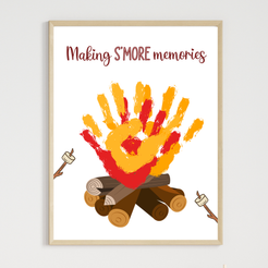 Summer Handprint Craft Printable, DIY Camp Fire Art Project for Kids A ...