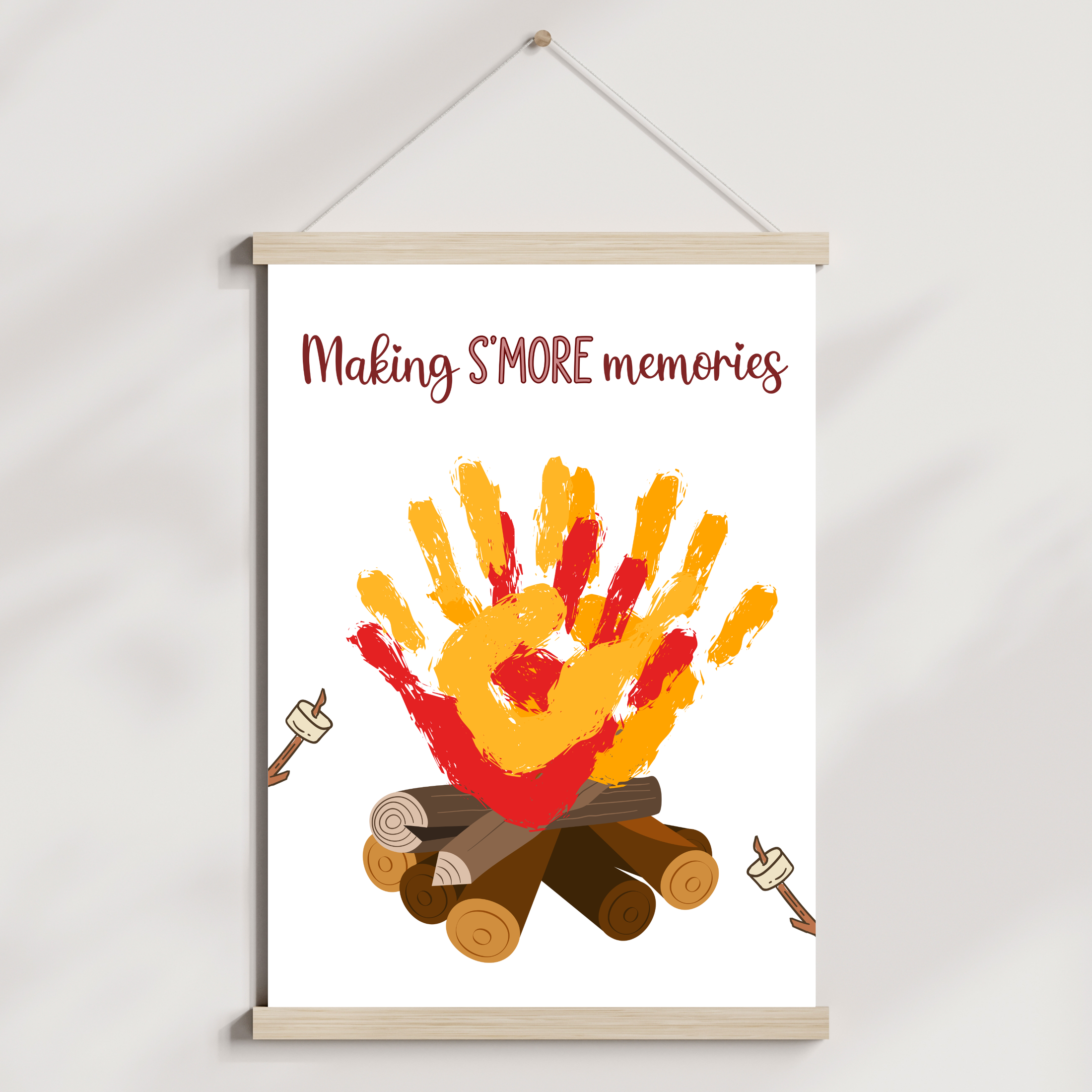 Summer Handprint Craft Printable, DIY Camp Fire Art Project for Kids A ...